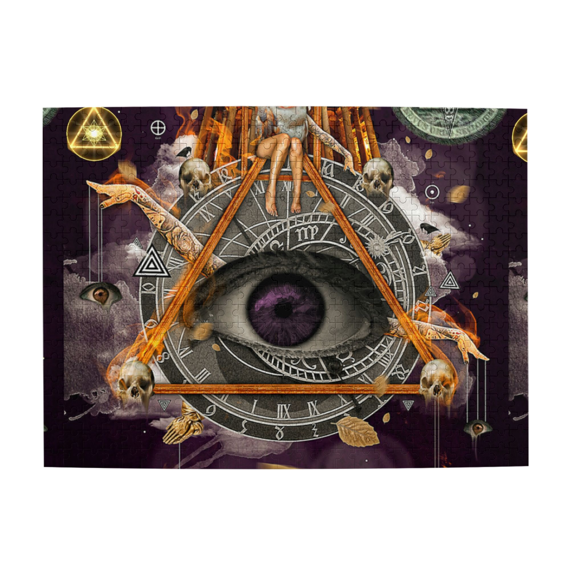 Wooden Puzzle Trippy Eyes Skull Skeleton Owl 500-Slice Puzzle for All ...