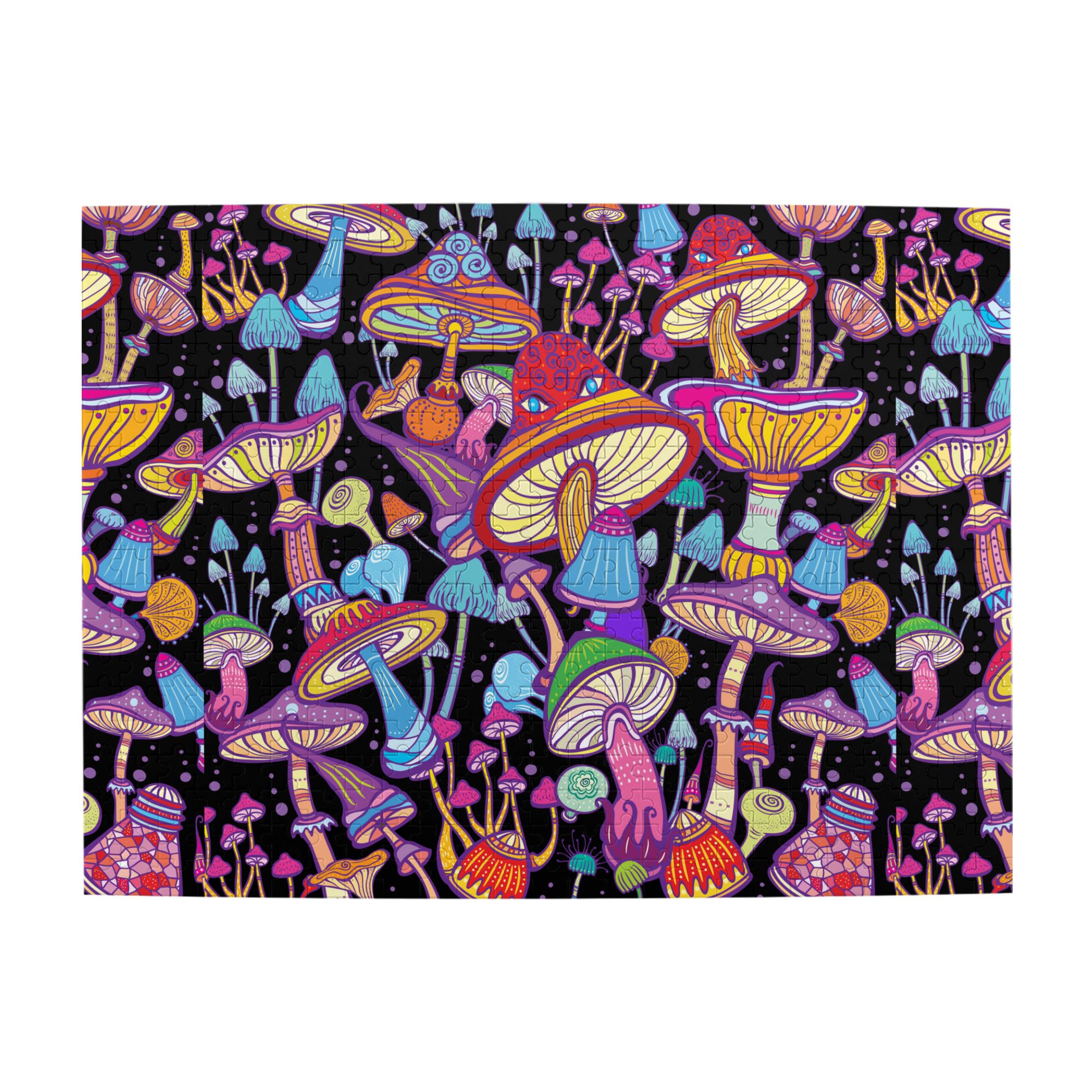 Wooden Puzzle Trippy-Mushroom-Purple--Magic-Plant 500-Slice Puzzle for ...