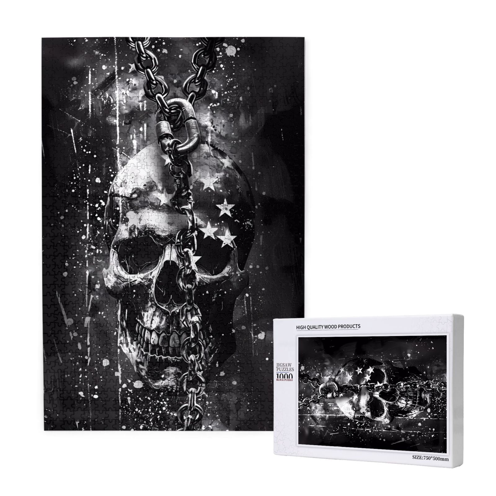 Wooden Puzzles for Adults 1000 Pieces - Chained Skull Artwork Challenge ...