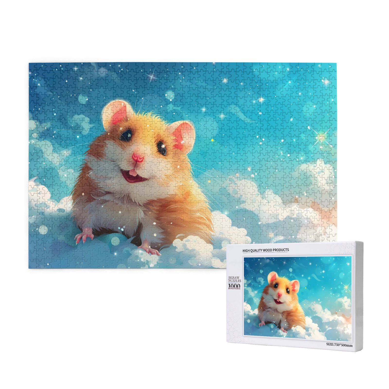 Wooden Puzzles for Adults 1000 Pieces, Cloud Cute Hamster Challenge ...