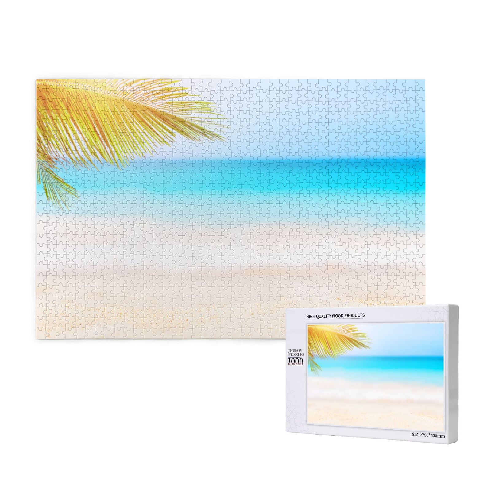 Wooden Puzzles for Adults 1000 Pieces, Coconut Palm Tree on Beach ...