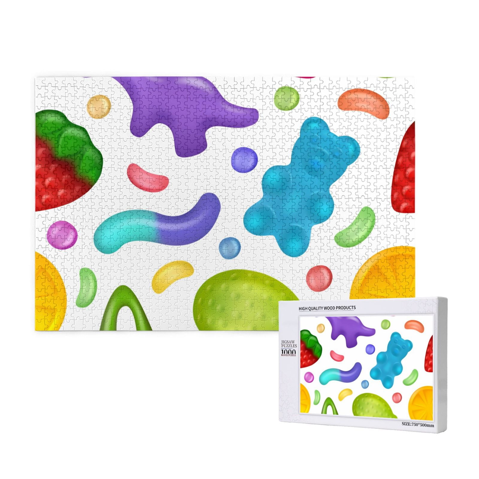 Wooden Puzzles for Adults 1000 Pieces, Gummy Candy Pattern Challenge ...