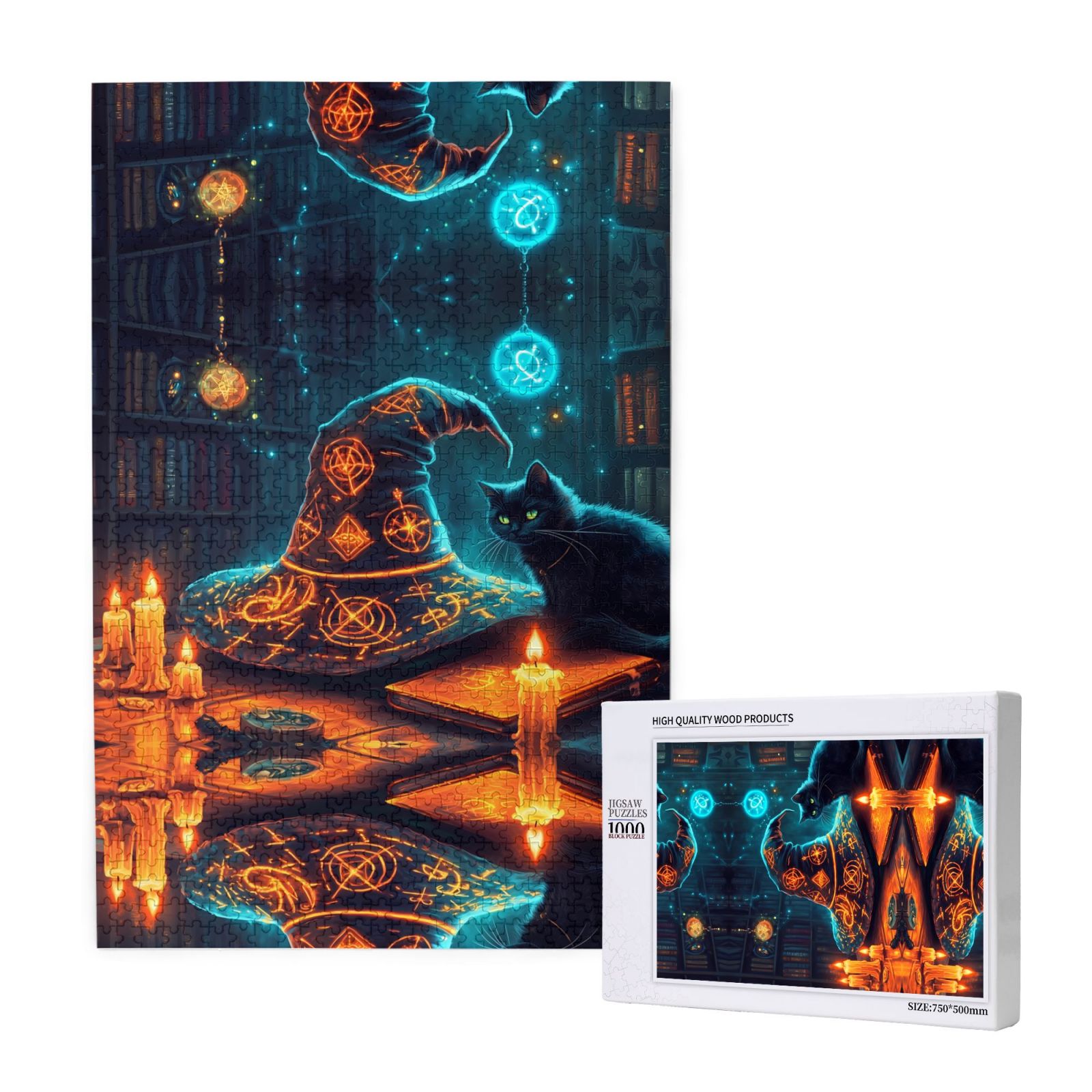 Wooden Puzzles for Adults 1000 Pieces - Halloween Vintage Witch Hat ...