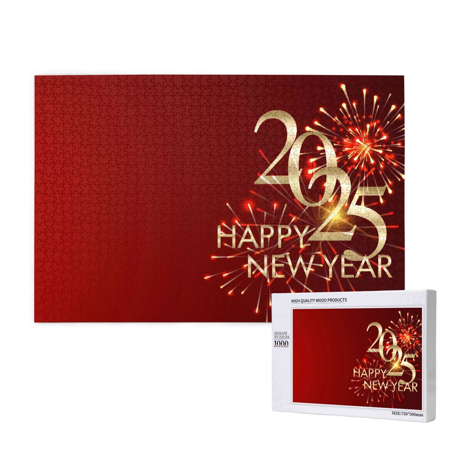 Wooden Puzzles for Adults 1000 Pieces, Happy New Year 2025 Challenge ...