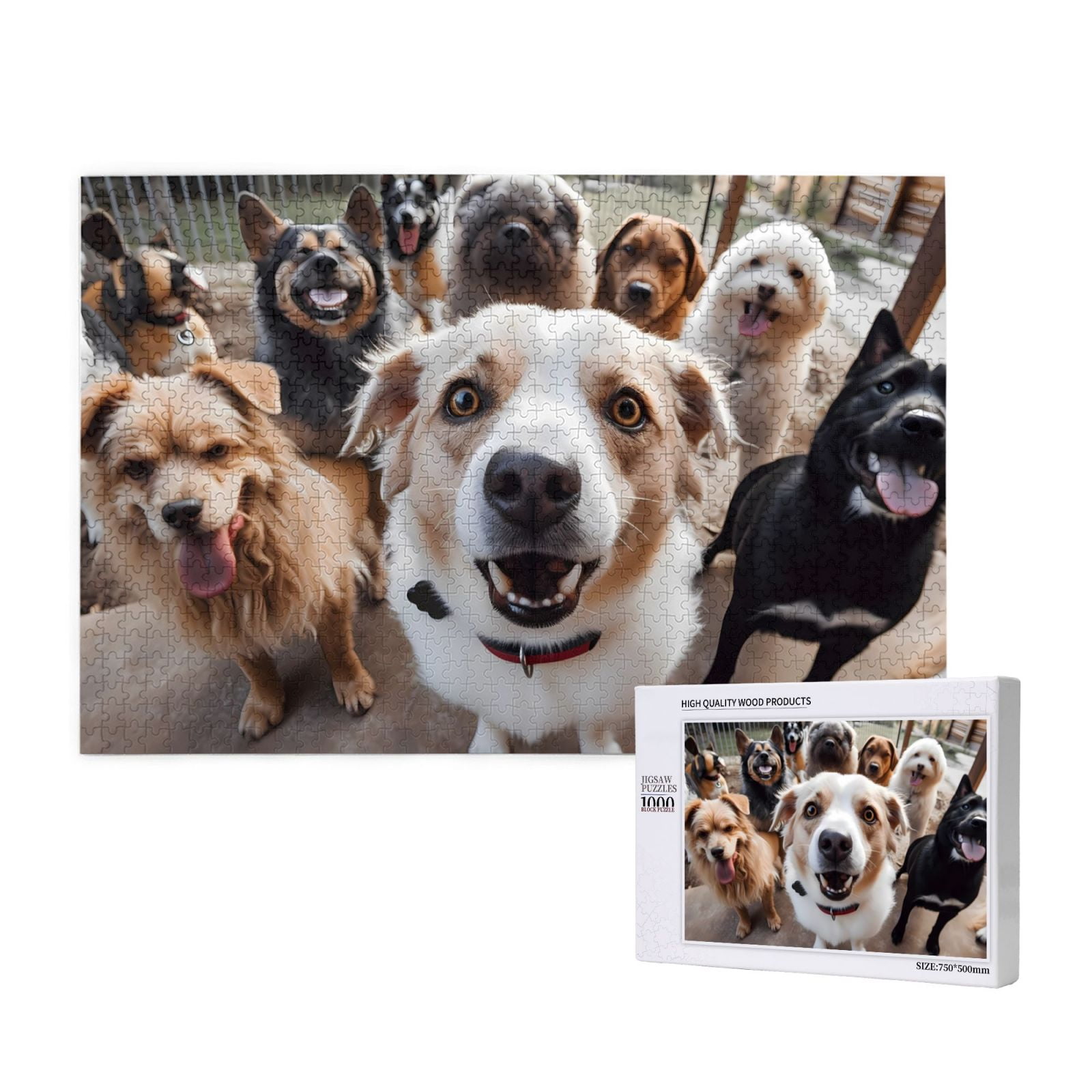 Wooden Puzzles for Adults 1000 Pieces, Realistic Cute Puppy Challenge ...