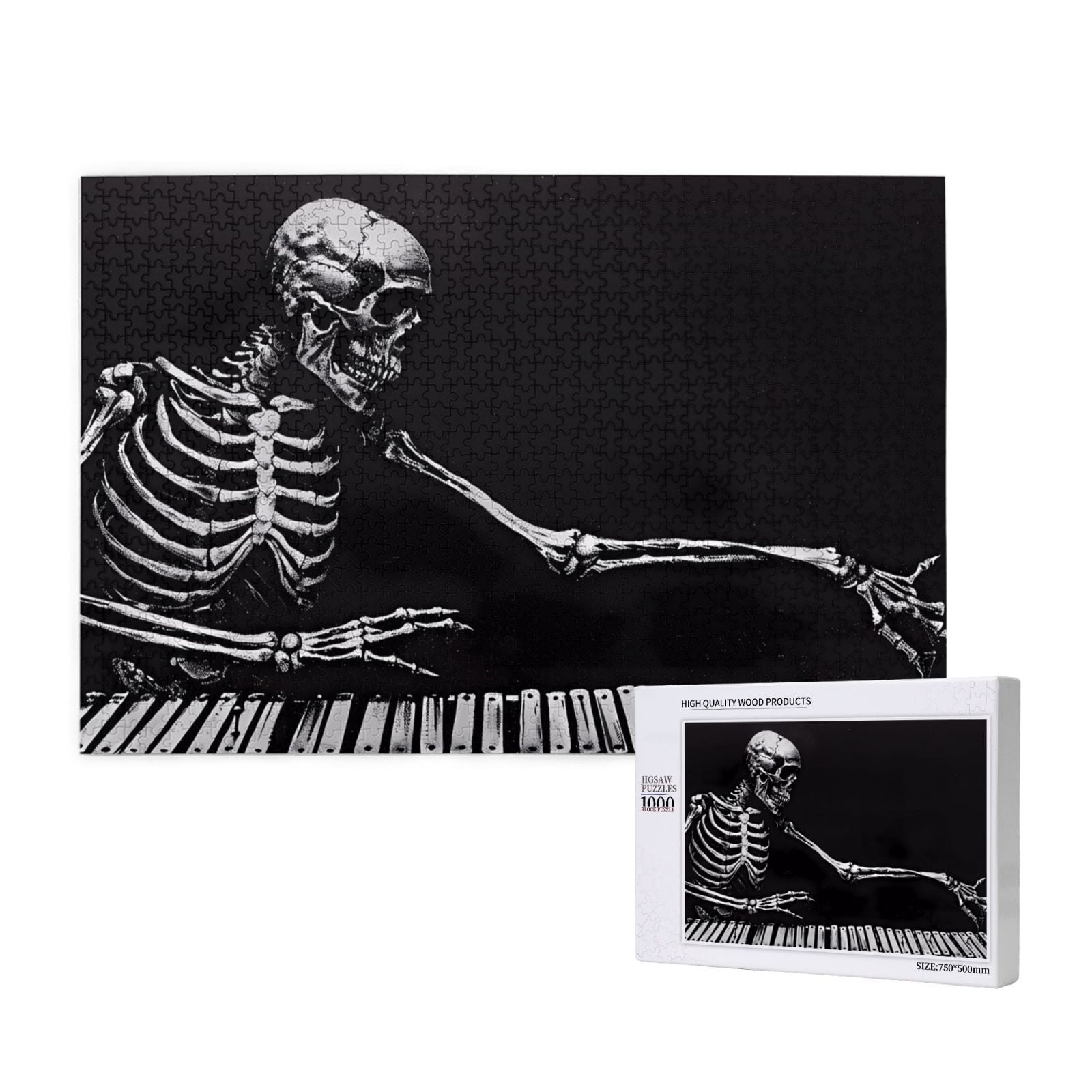 Wooden Puzzles for Adults 1000 Pieces, Skeleton Playing Xylophone ...
