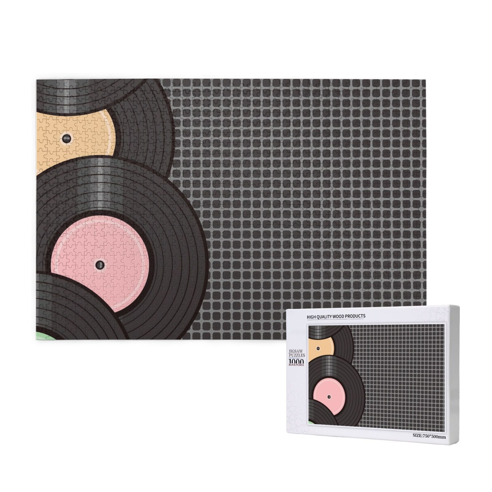 Wooden Puzzles for Adults 1000 Pieces, Vinyl Records Challenge Jigsaw ...