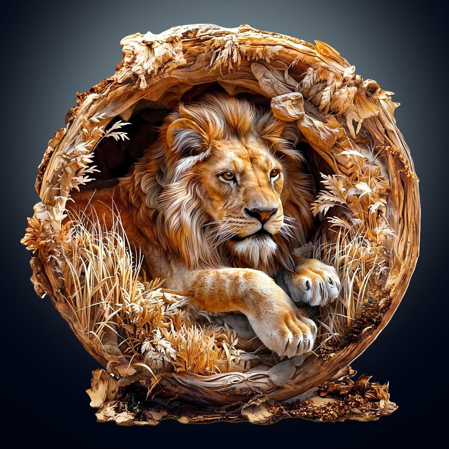 Wooden Puzzles for Adults, 3D Vision Effect Lion King Wooden Jigsaw ...