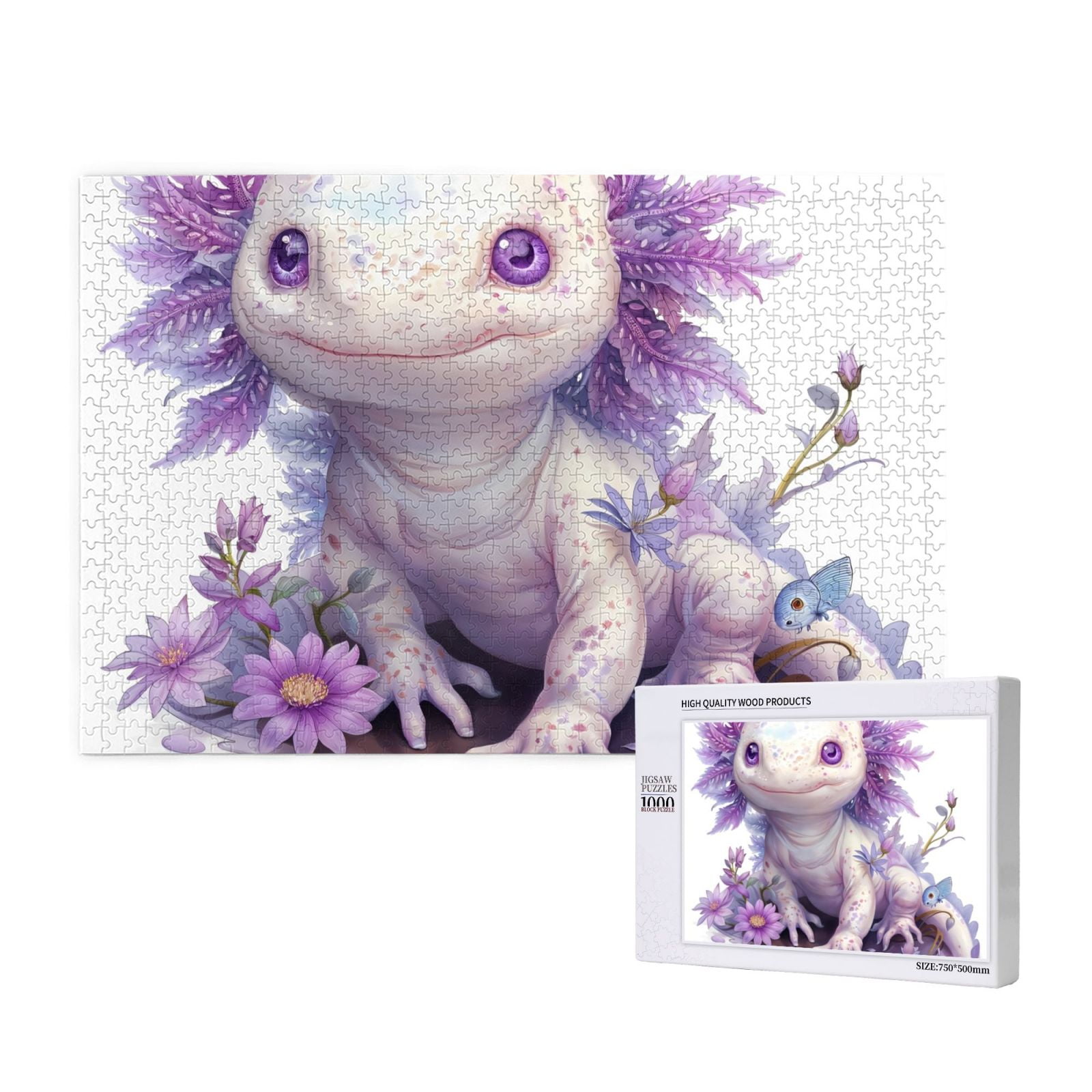 Wooden Puzzles for Adults, Dreamy Bioluminescent Axolotl D Funny Wooden ...