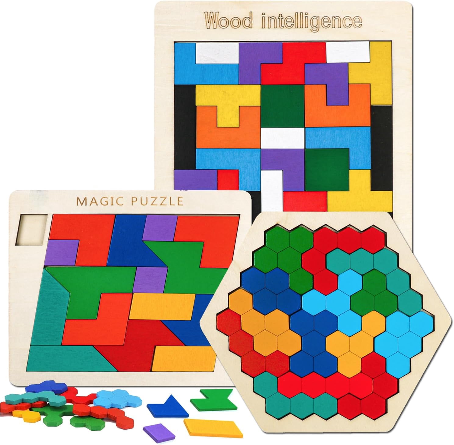 Wooden Puzzles Blocks Brain Teasers Logic Games for Classroom & Party ...