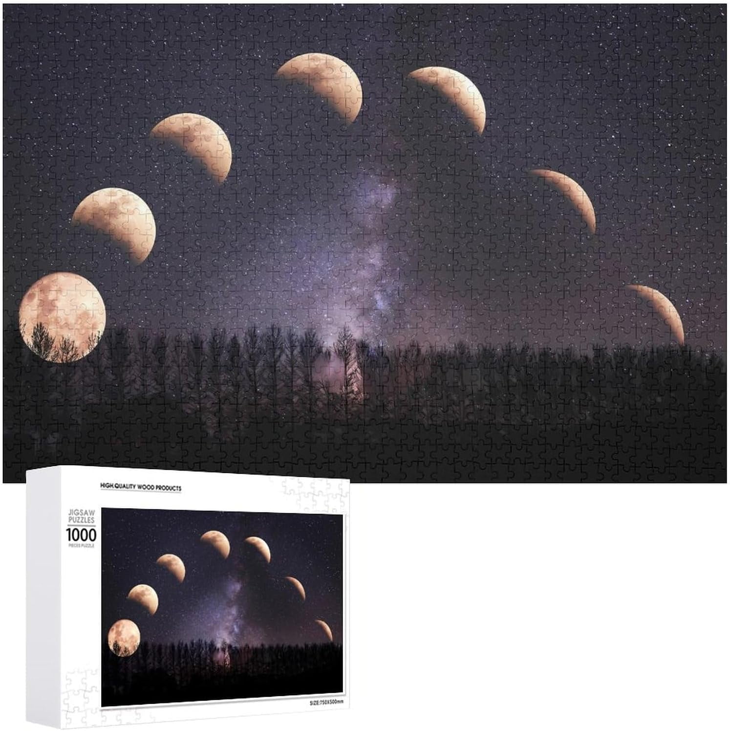 Wooden Puzzles Moon Phases Night Star Difficult Challenging Game Pieces ...