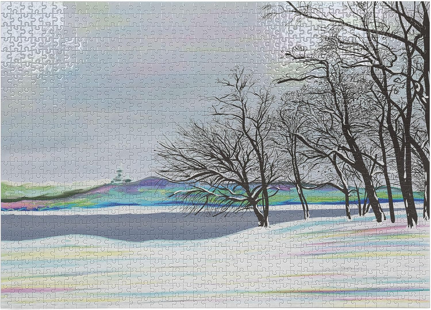 Wooden Puzzles Rural Winter Forest with Leafless Tree Branches Digital ...
