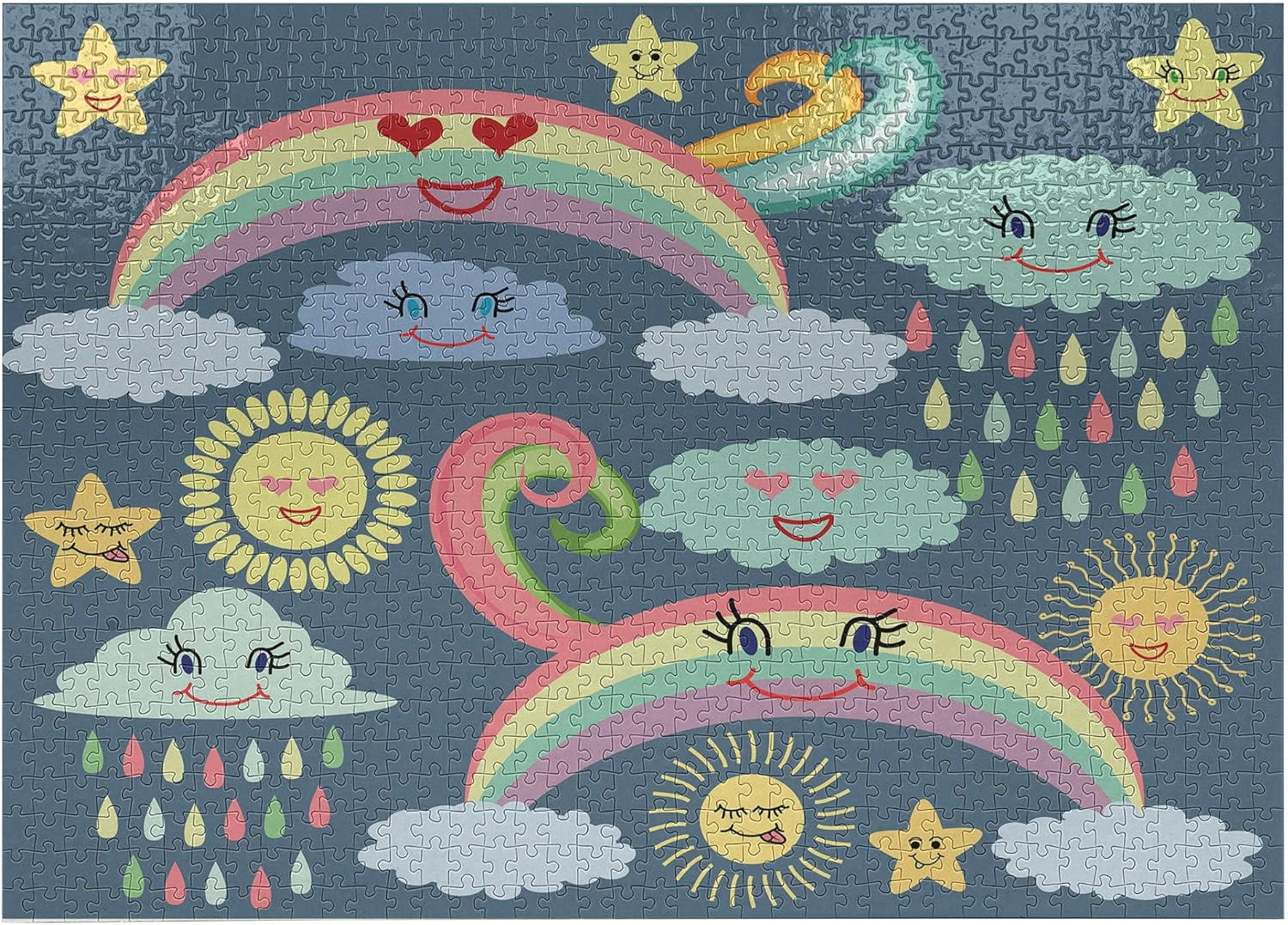 Wooden Puzzles Theme Joyful Weather and Sky Concept Such as Rainbows ...
