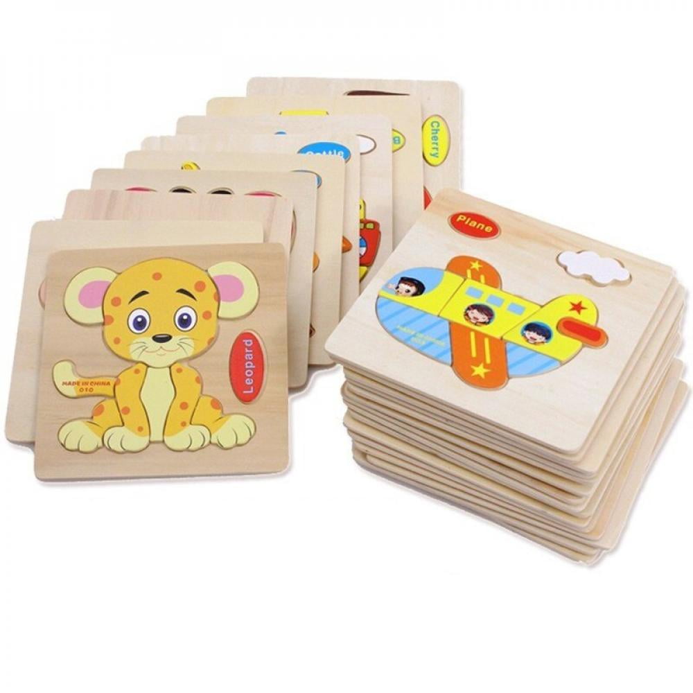 Eco-Friendly Wooden Puzzles for Kids 1-3 Years, Montessori Animal ...