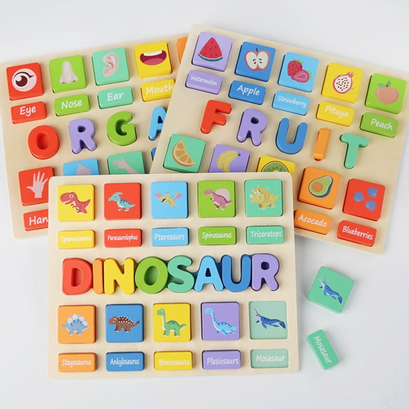 Wooden Puzzles for Toddlers, Alphabet Number Shape Learning Puzzle for ...