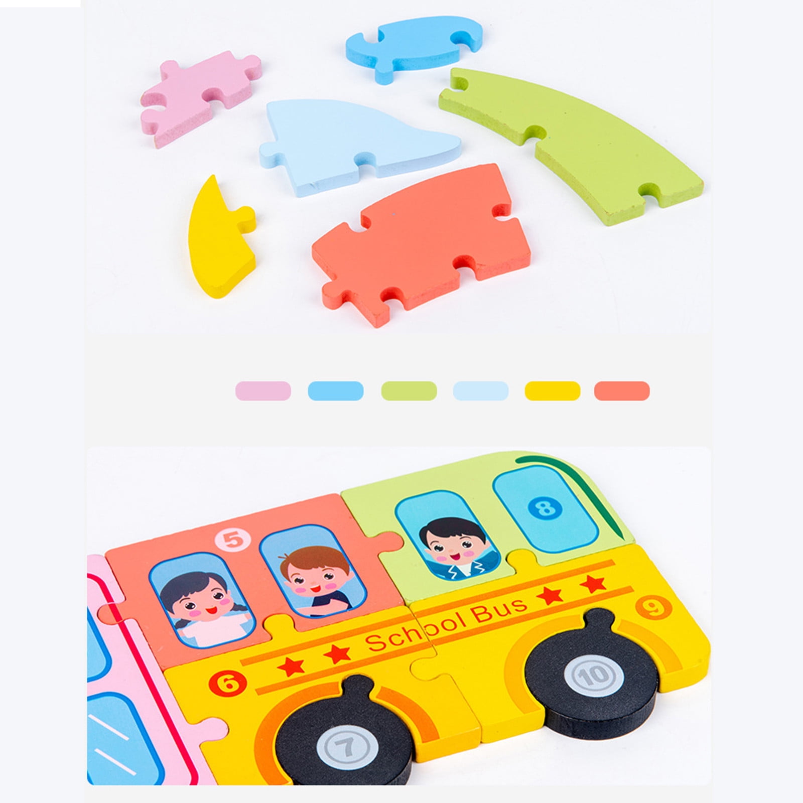 Wooden Puzzles for Toddlers， Jigsaw Puzzles， Numbers Colors Shapes ...