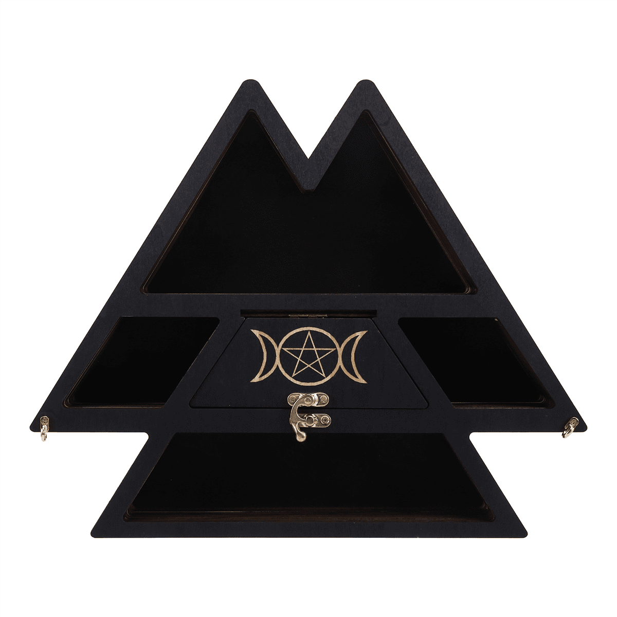 Wooden Pyramid Wall Shelf Crystal Display Rack Floating for Living Room ...