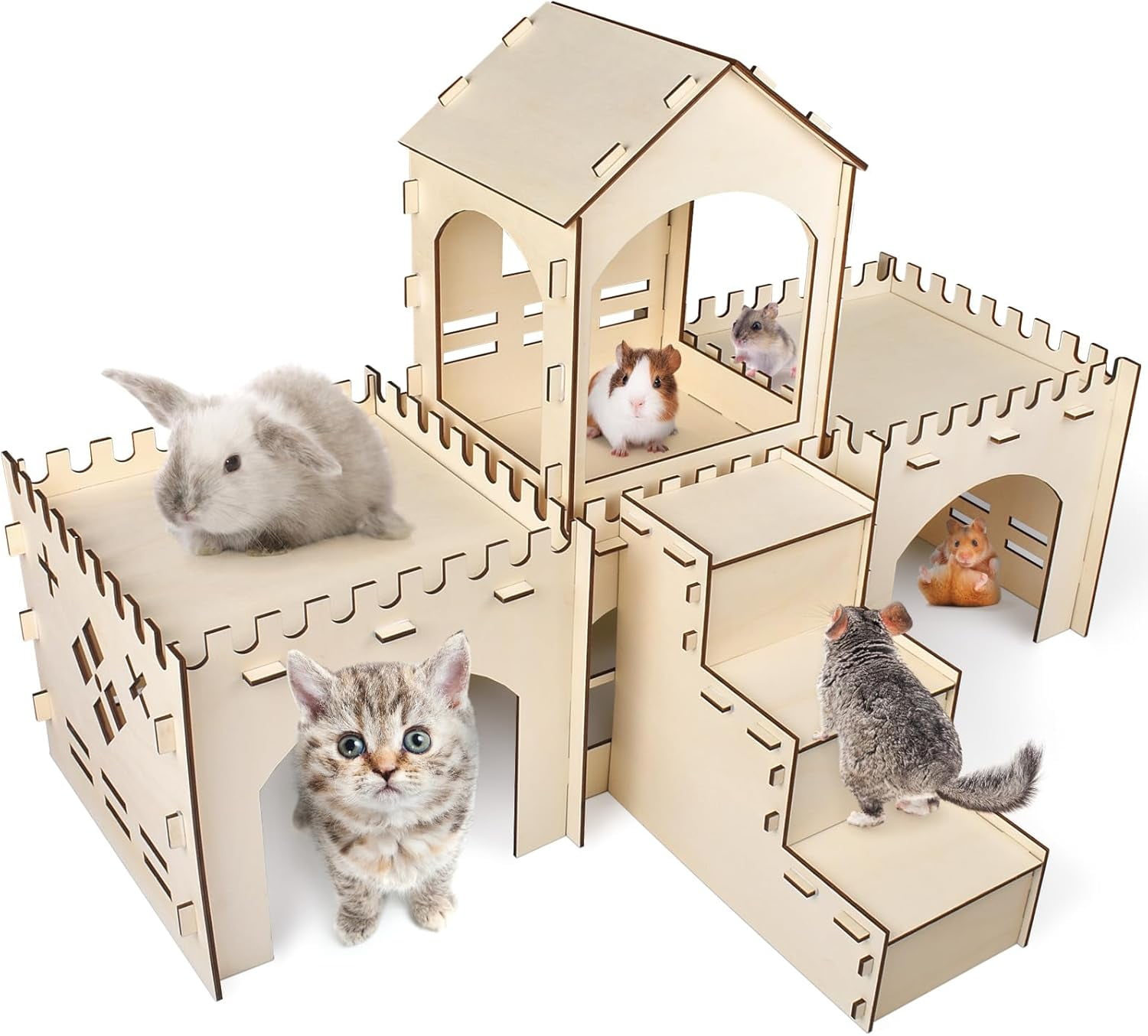 Wooden Rabbit Hideout Castle, Extra Large Bunny Houses and Hideouts ...