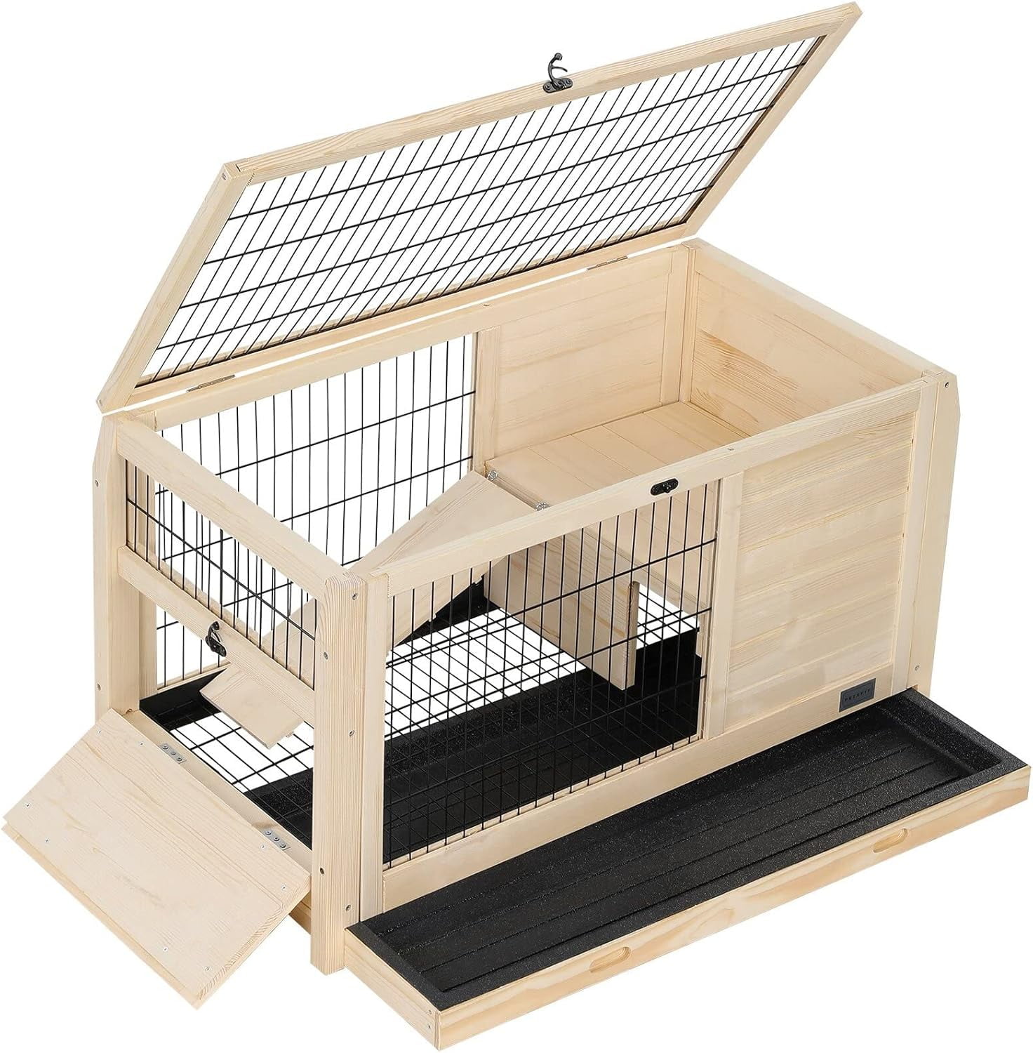 Wooden Rabbit Hutch Guinea Pig House Hamster Cage Indoor/Outdoor with ...