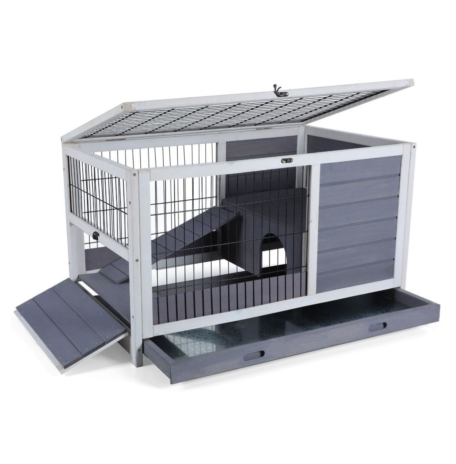Wooden Rabbit Hutch Indoor Bunny House for Small Animals with Put Out ...