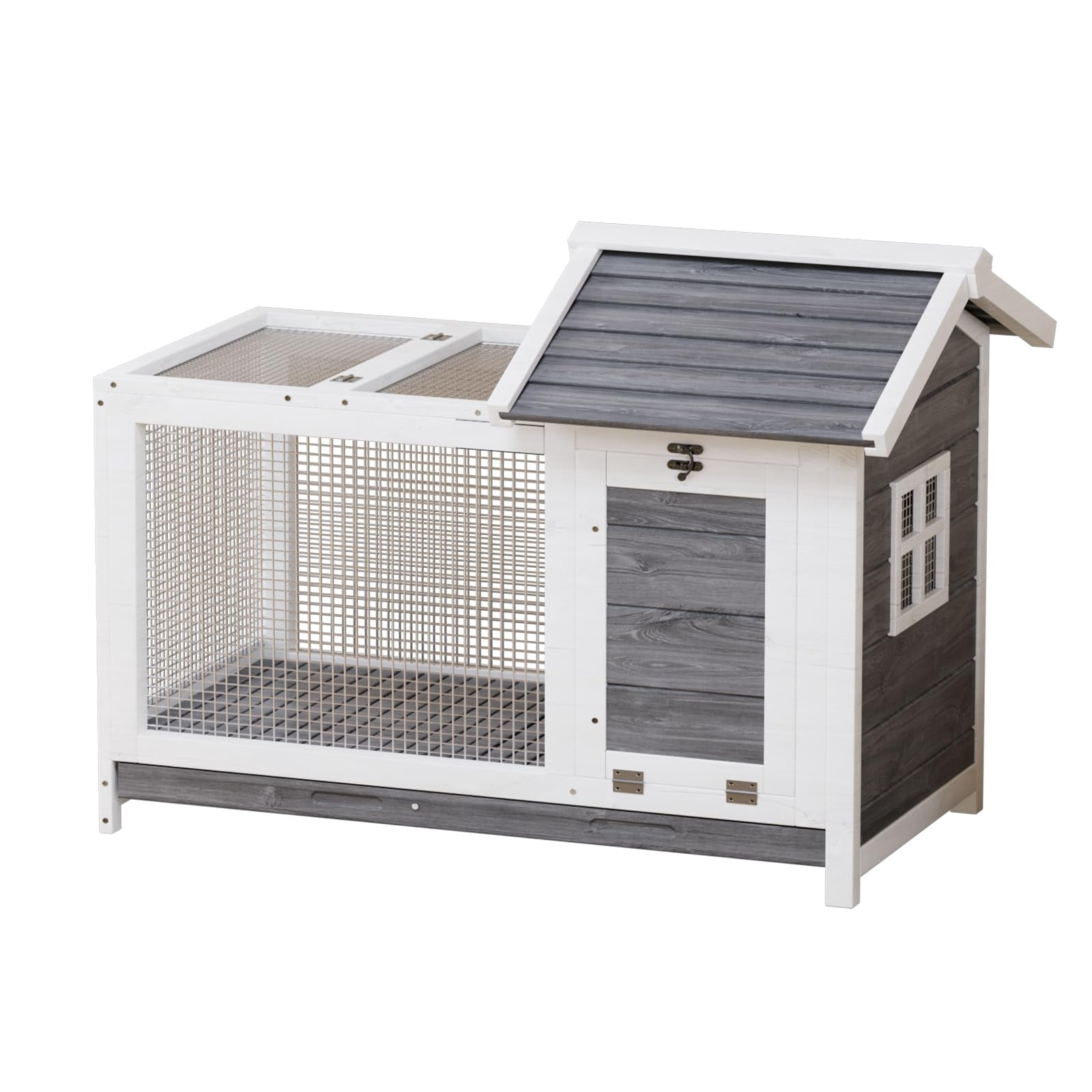 Wooden Rabbit Hutch Indoor and Outdoor, Large Rabbit Cage Chicken Coop ...