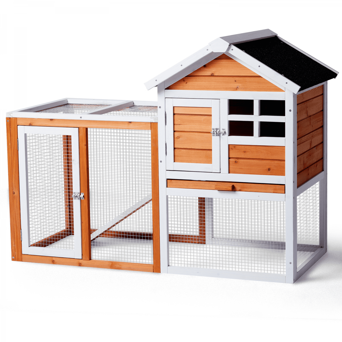 Wooden Rabbit Hutch,Outdoor Chicken Rabbit Coop with Slide Tray,Indoor ...