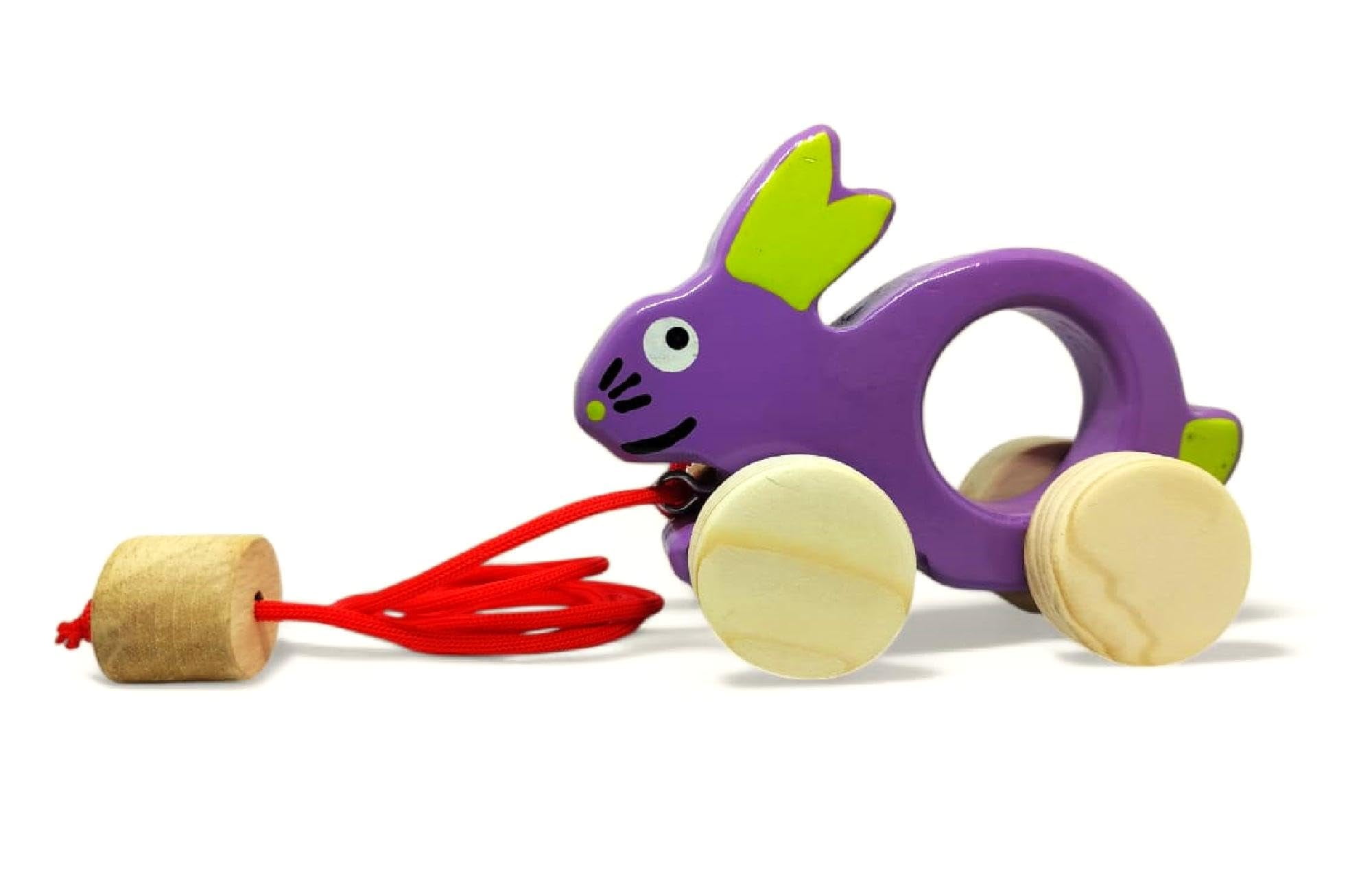 Wooden Rabbit Pull-Along Toy for Kids (1+ Year) | Eco Friendly & Safe ...