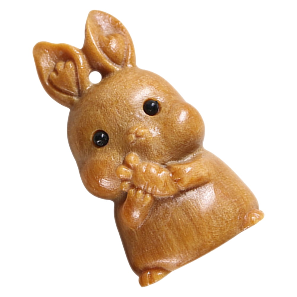 Wooden Rabbit Statue Bunny Figurine Easter Small Animal Statue Wood ...
