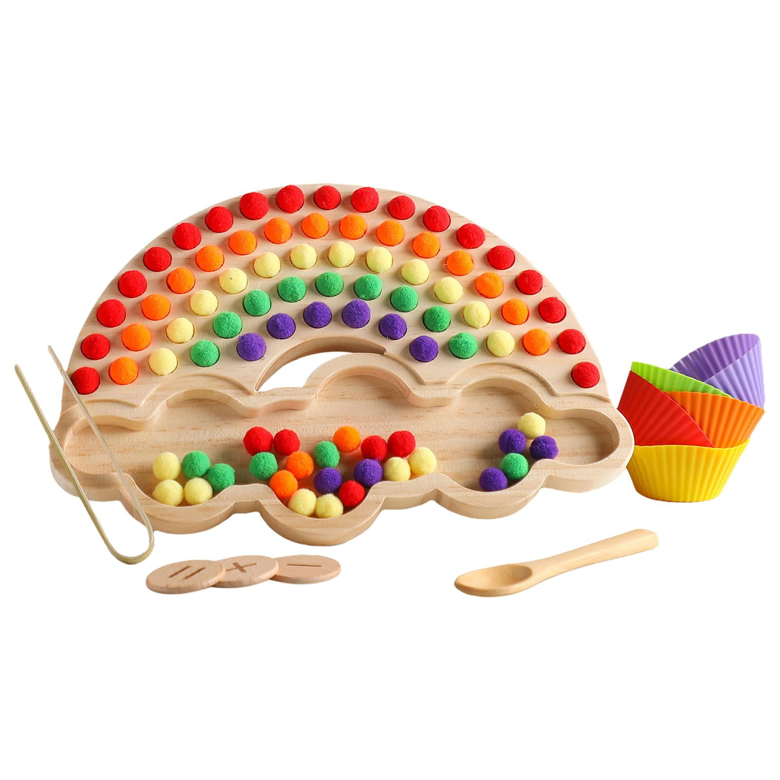 Wooden Rainbow Beads Rainbow Clip Bead Puzzle Sensorial Educational ...