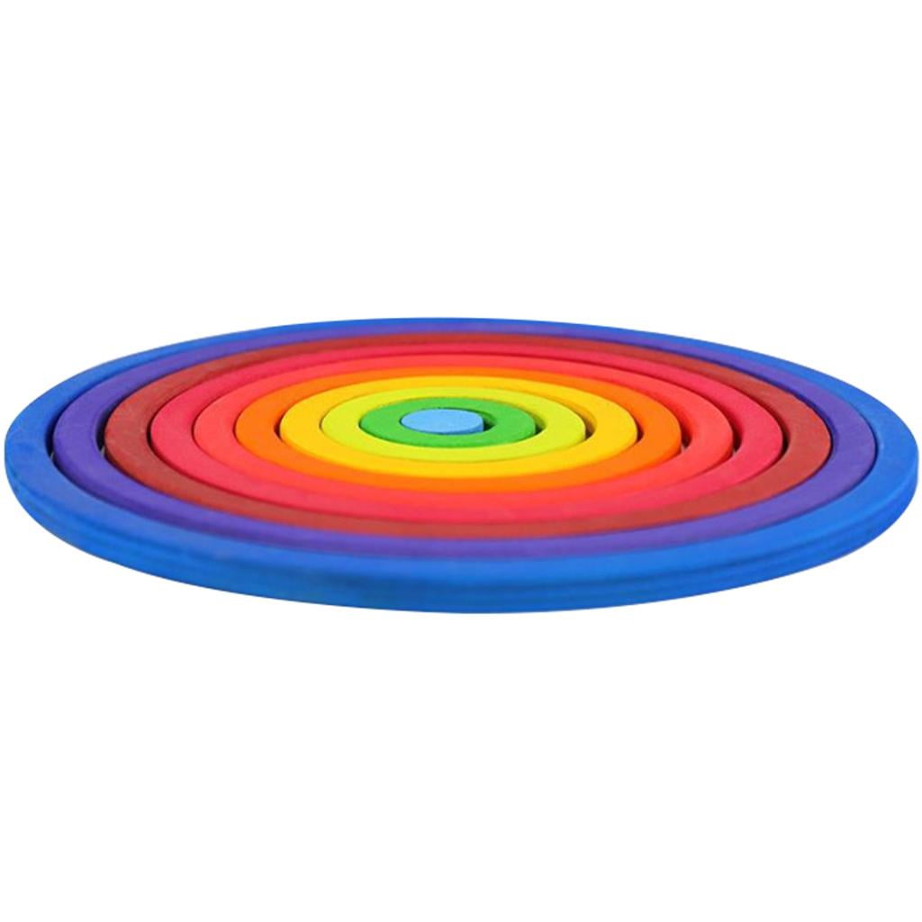 Wooden Rainbow Circle Stacking Toy for Baby Puzzles Blocks Preschool ...