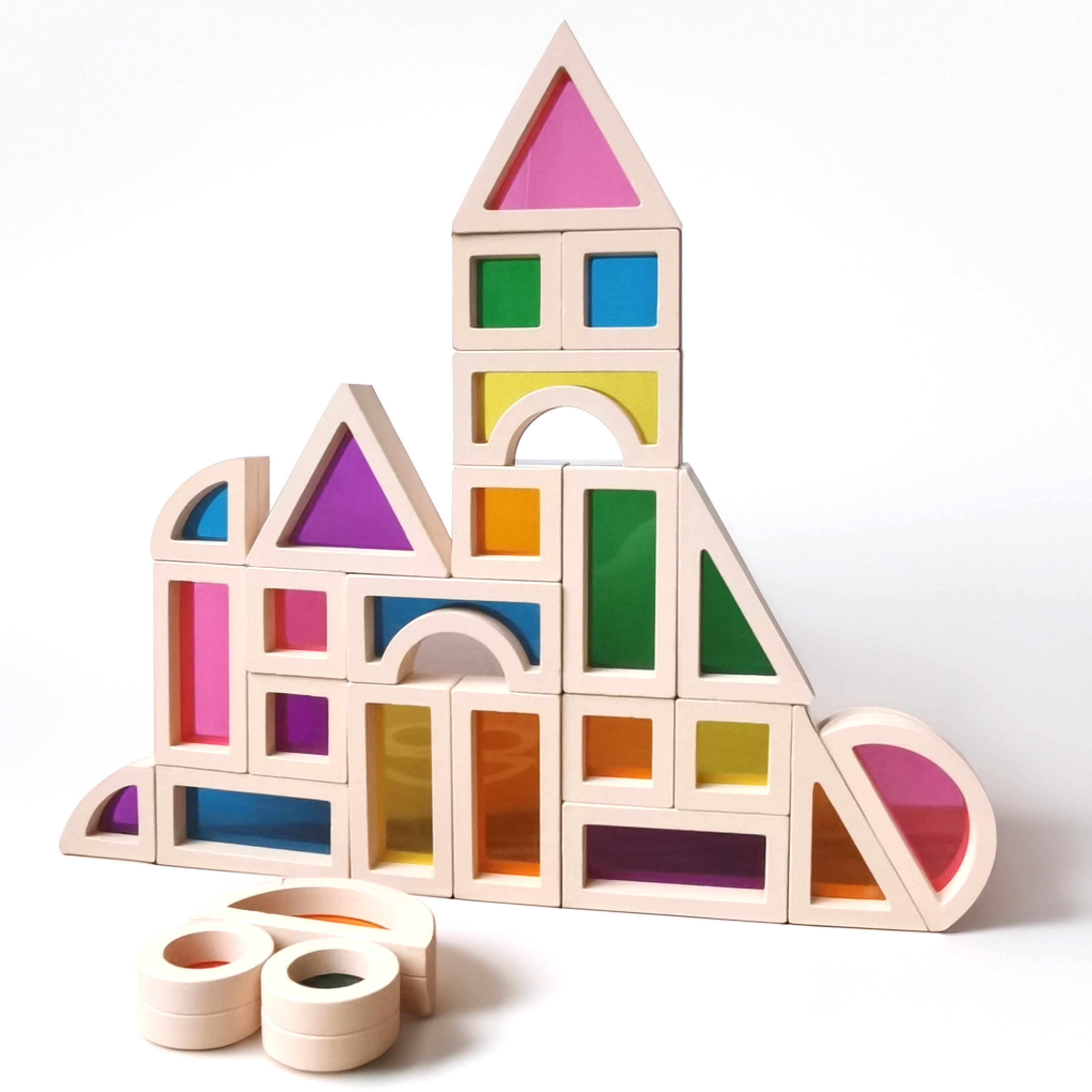 Wooden Rainbow Stacking Blocks,Montessori Sensory Building Toys for ...
