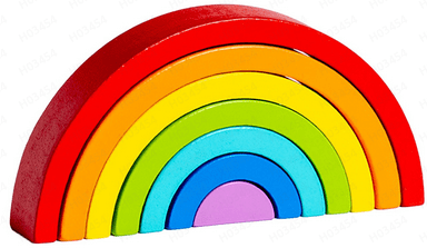 Wooden Rainbow Stacking Toy, Wood Rainbow Stacker Arch Game, Montessori ...