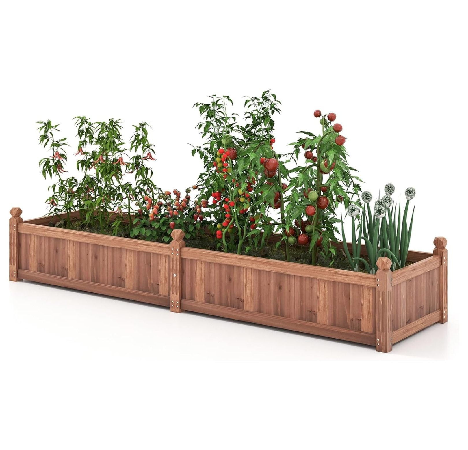 Wooden Raised Garden Bed, 91"L x 24"W x 16"H Outdoor Rectangular ...