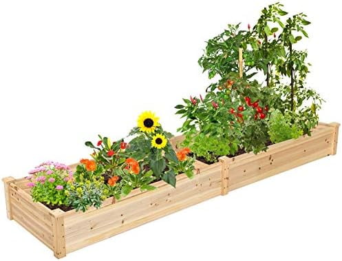 Wooden Raised Garden Bed, Divisible Planter Box Kit, Outdoor Elevated ...