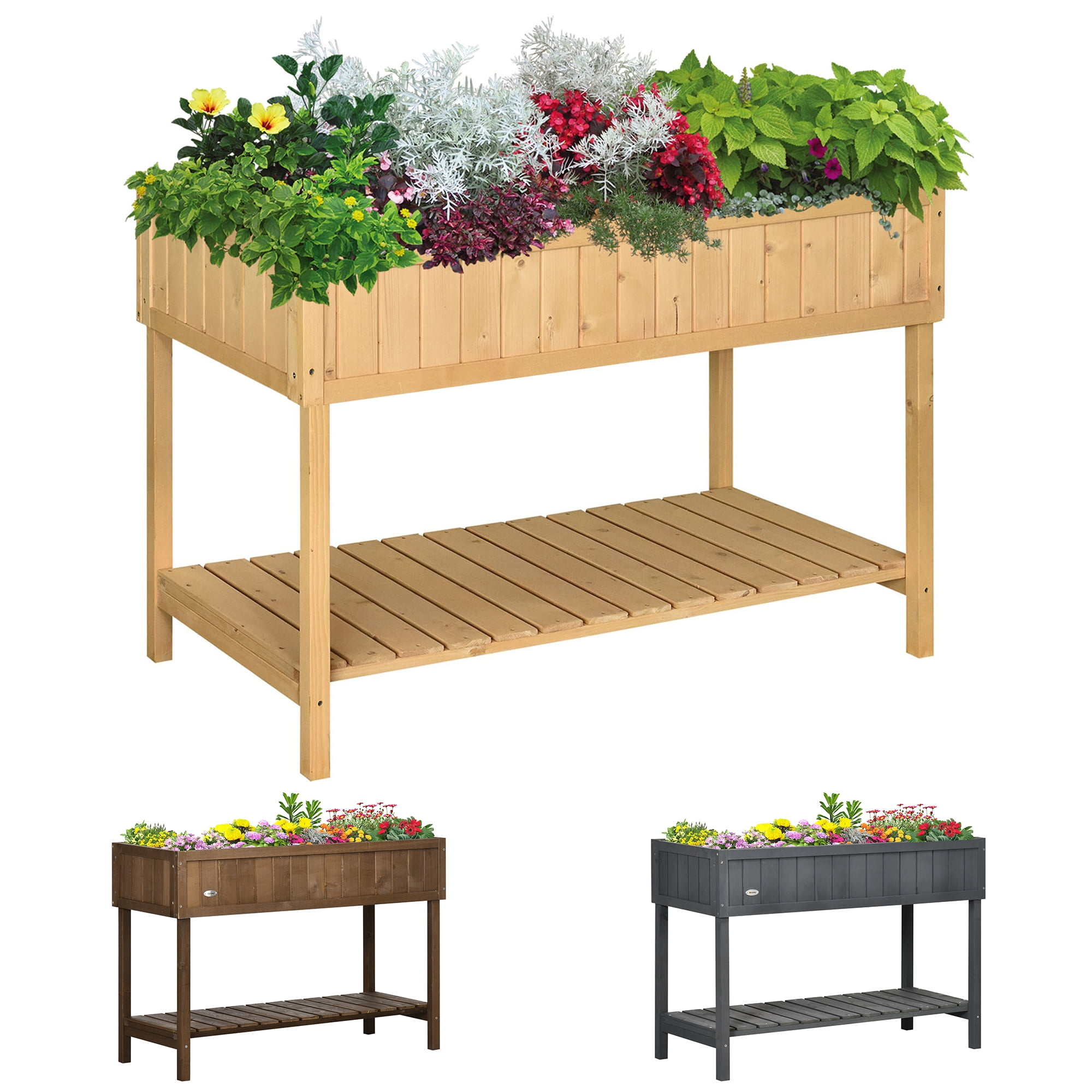 Wooden Raised Garden Bed, Elevated Planter Box Stand - 3 colors ...