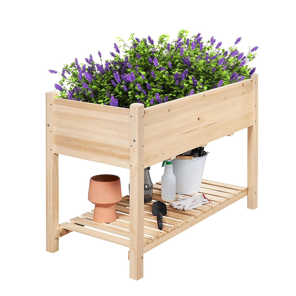 47x23x32in Wooden Raised Garden Bed, Horticulture Wooden Elevated ...