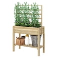 Wooden Raised Garden Bed with Trellis, Outdoor Planter Box with Storage ...