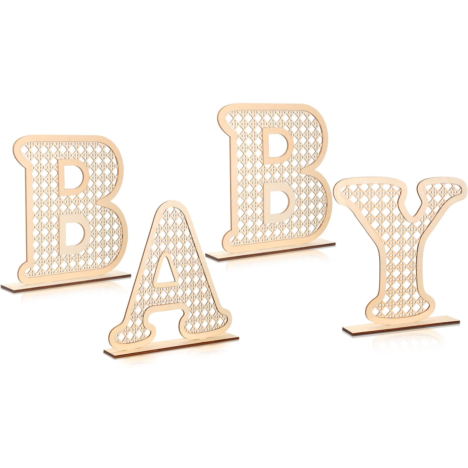 Wooden Rattan Baby Letters 11 Inch Baby Shower Marquee Letters Table ...