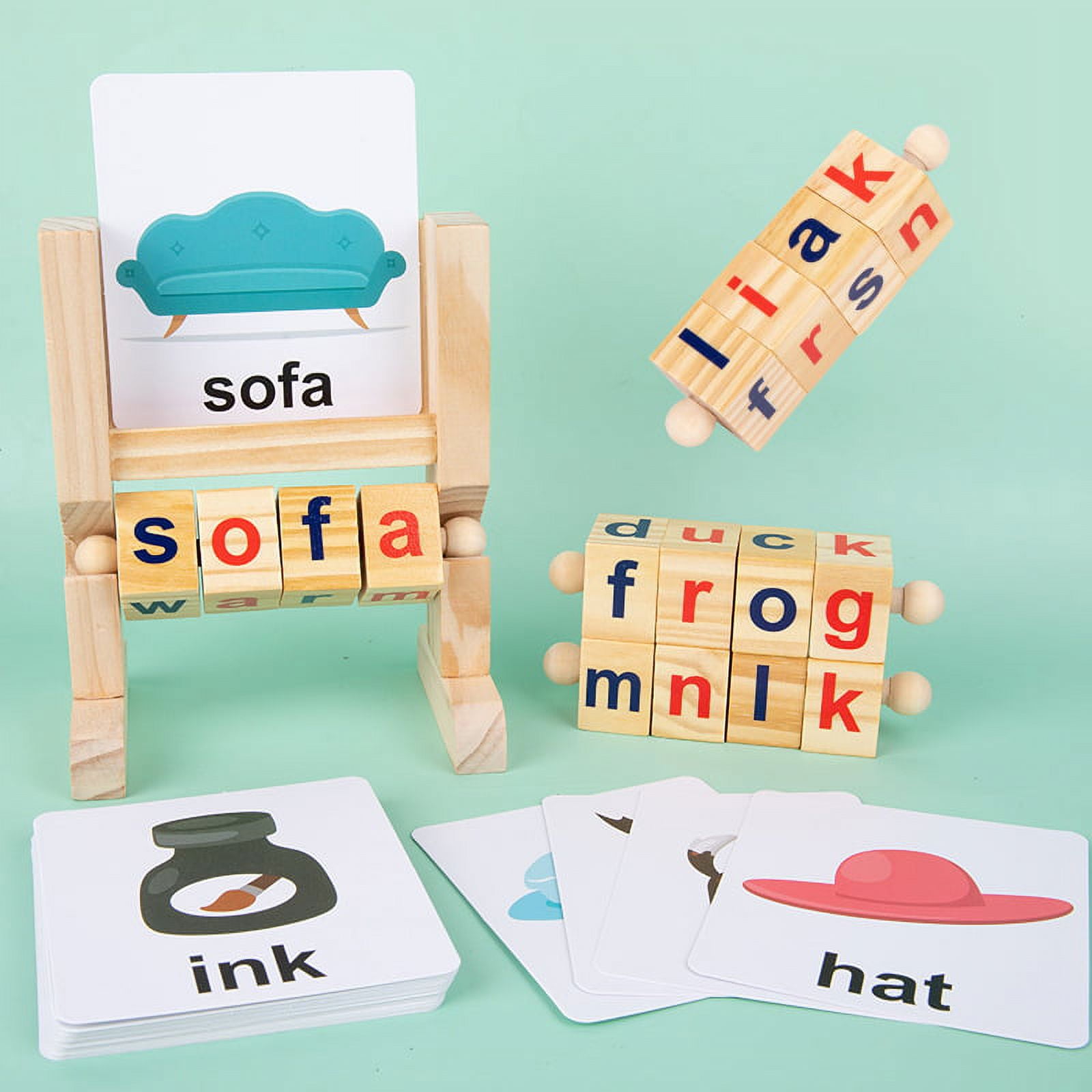 Wooden Reading Blocks Short Vowel Rods Spelling Games, Flash Cards ...