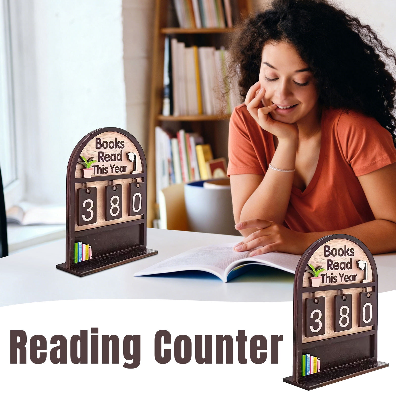 Wooden Reading Progress Tracker | Manual Book Counter for Bookshelves ...