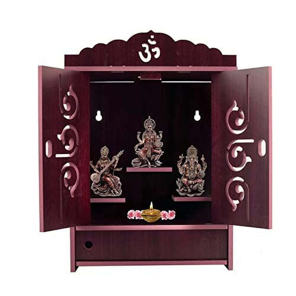 Wooden Readymade Wall Hanging Puja Temple for Home God Stand for Pooja ...
