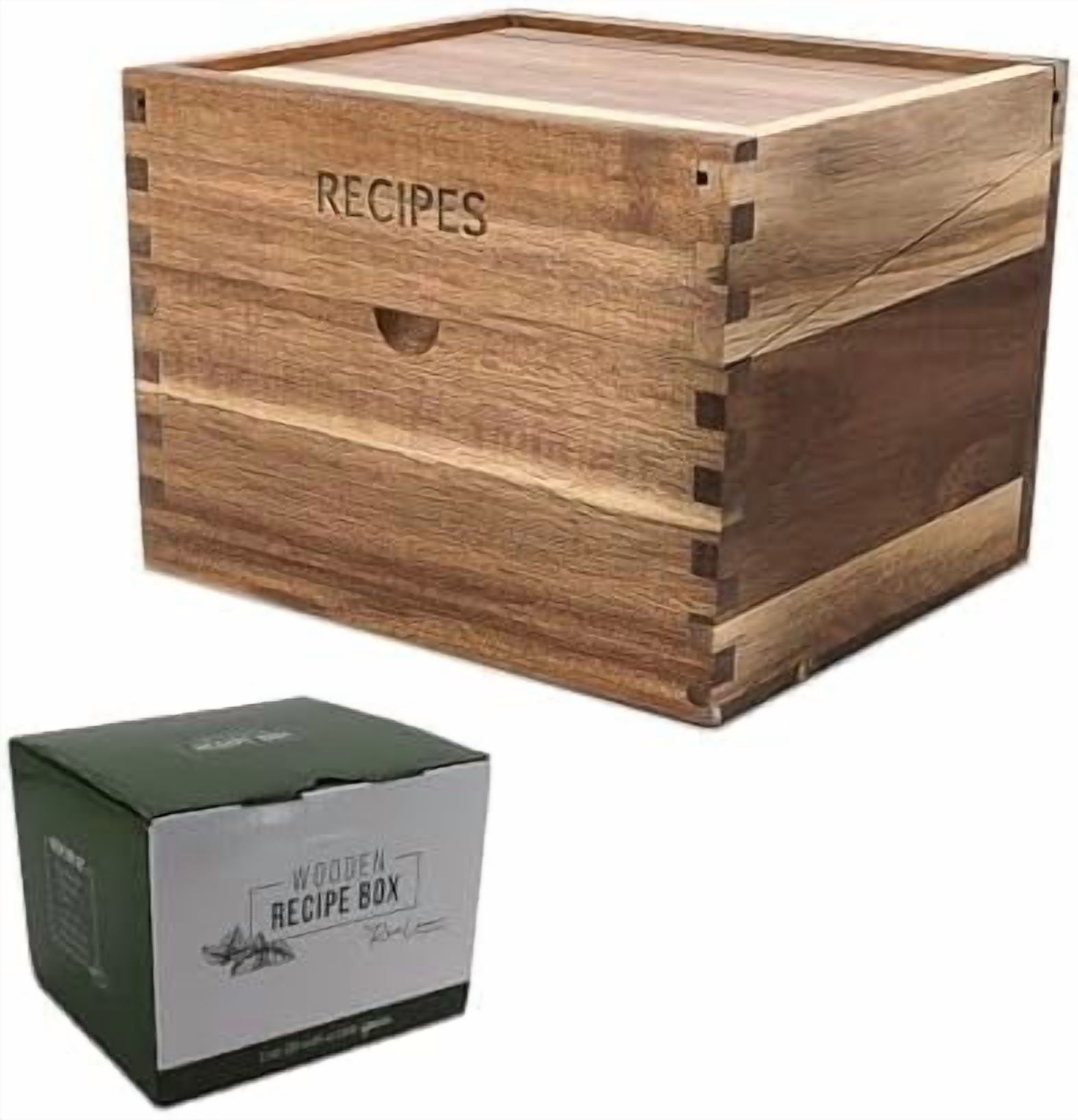 Wooden Recipe Box with Cards and Dividers - 4x6 Recipe Cards and 5x7 ...