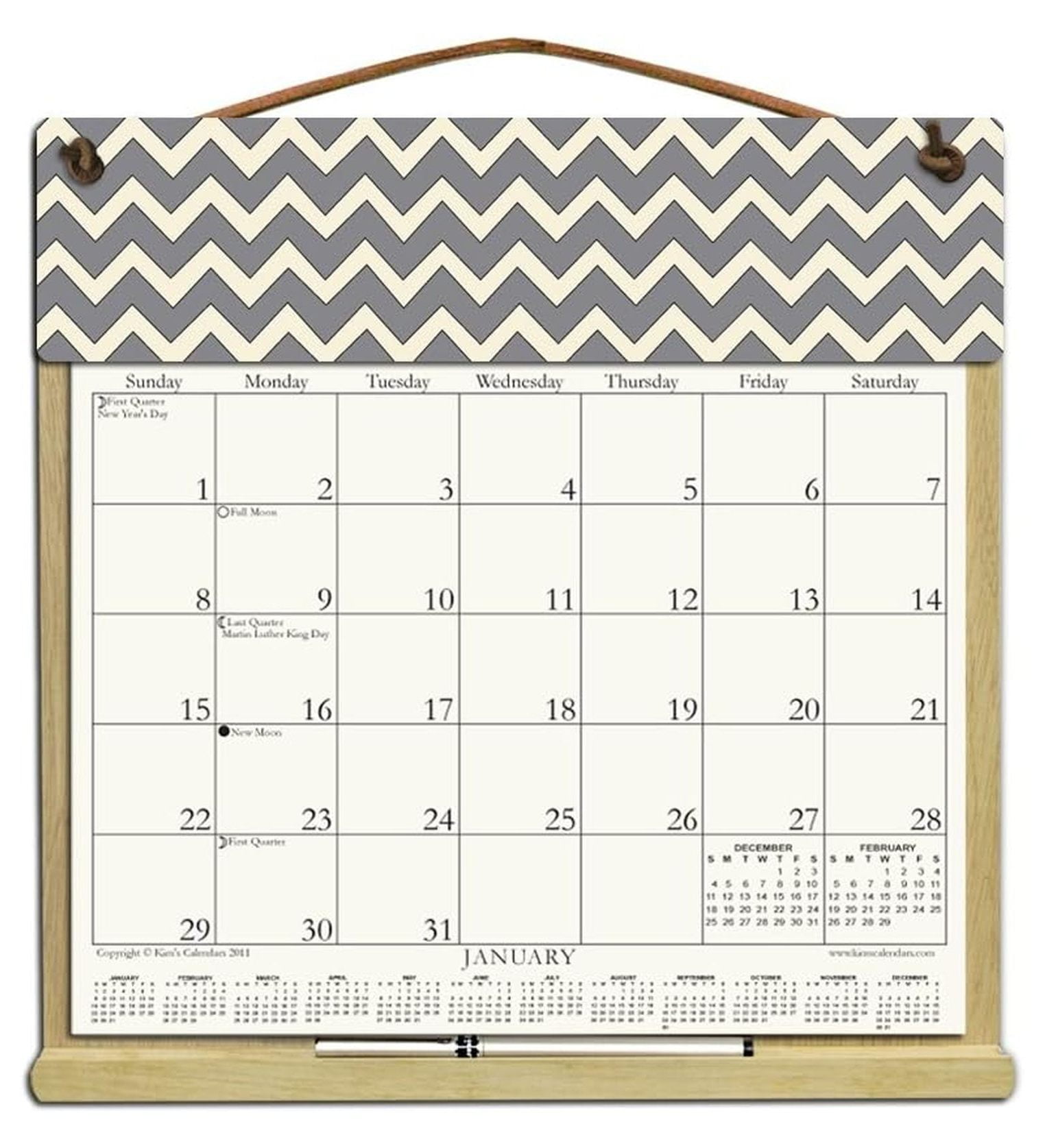 Wooden Refillable Calendar Holder Filled with The Rest of 2025 and 2026 ...