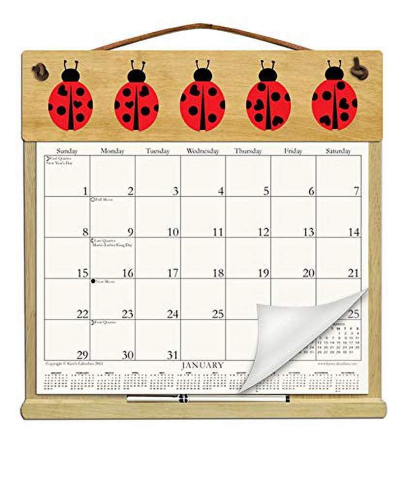 Wooden Refillable Calendar Holder Filled with The Rest of 2025 and 2026 ...