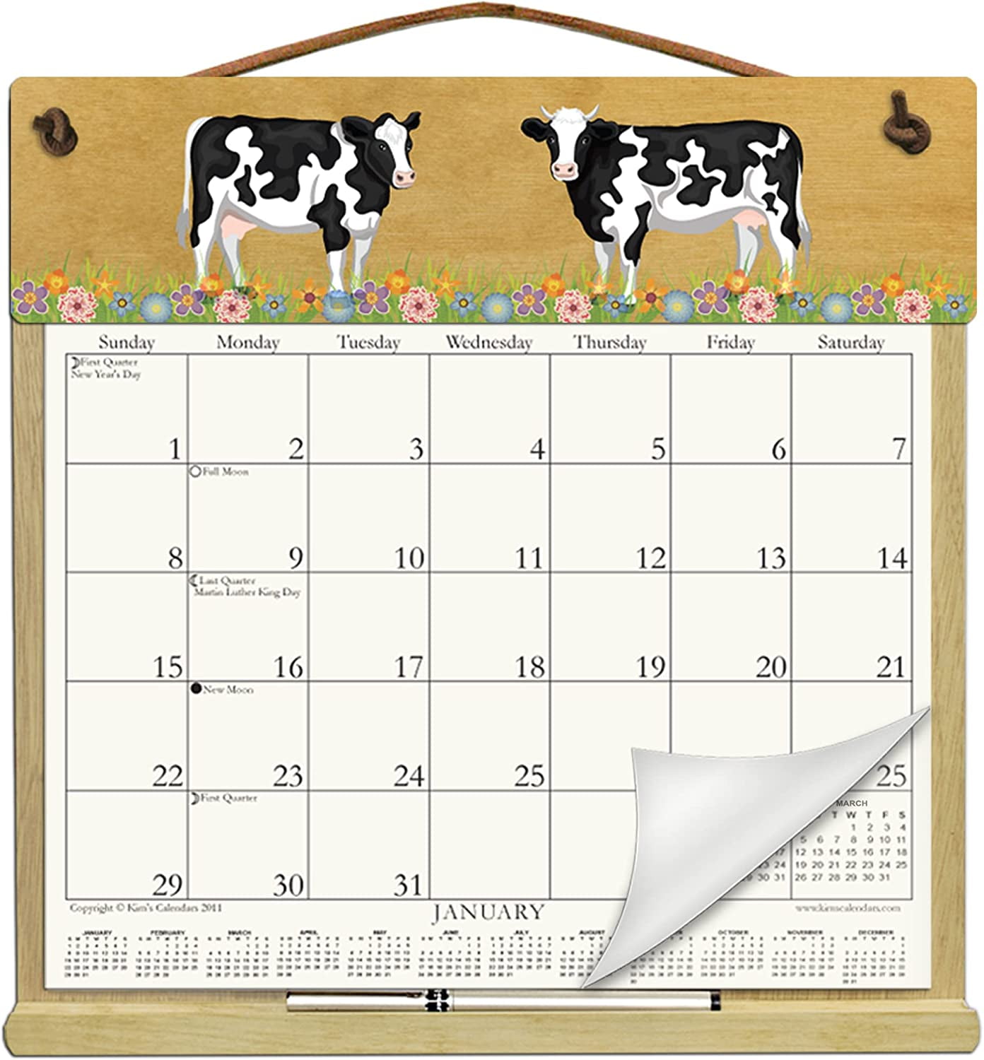 Wooden Refillable Calendar Holder Filled with a 2025 Calendar and ...