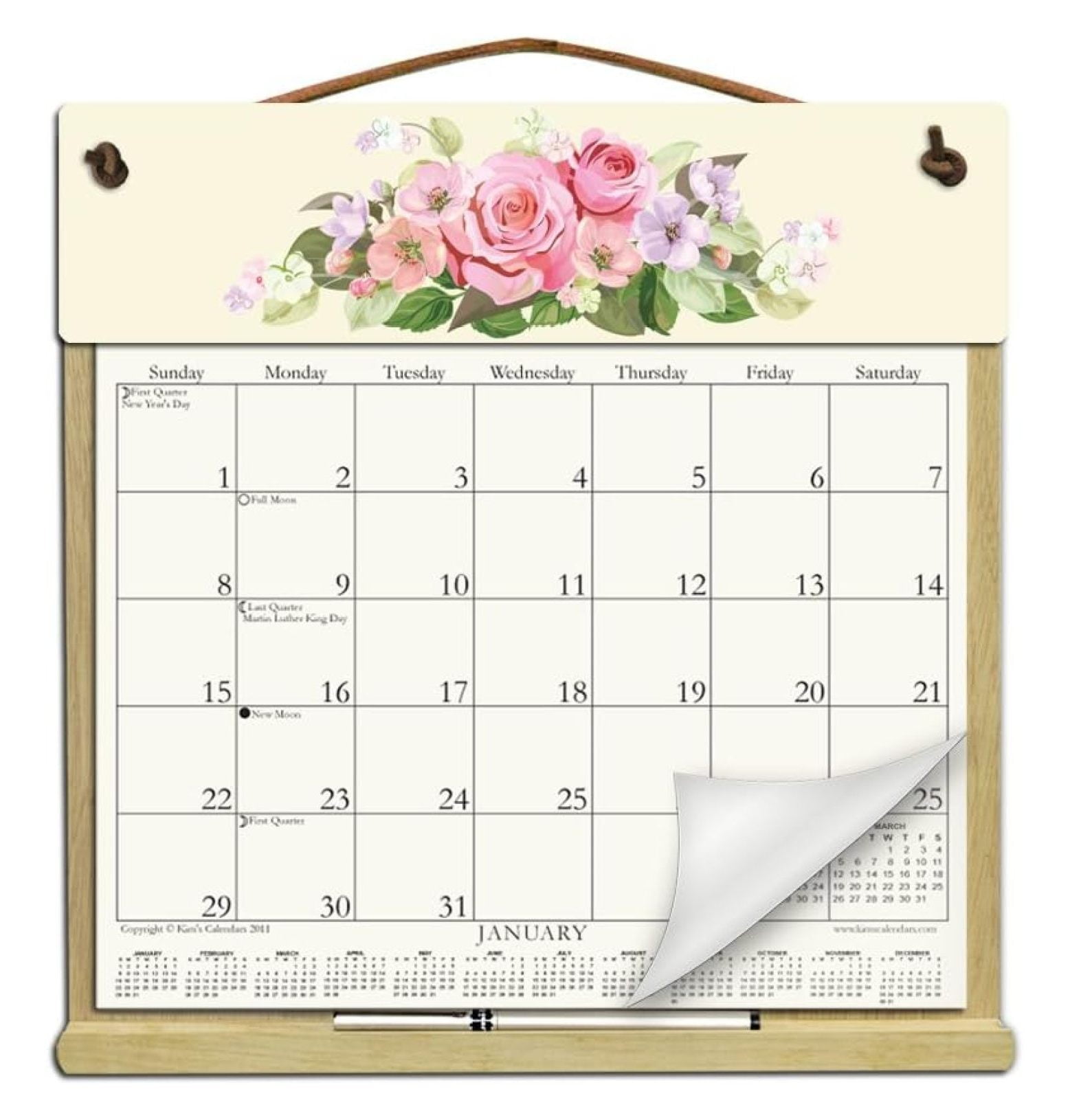 Wooden Refillable Calendar Holder Filled with a 2025 Calendar and ...