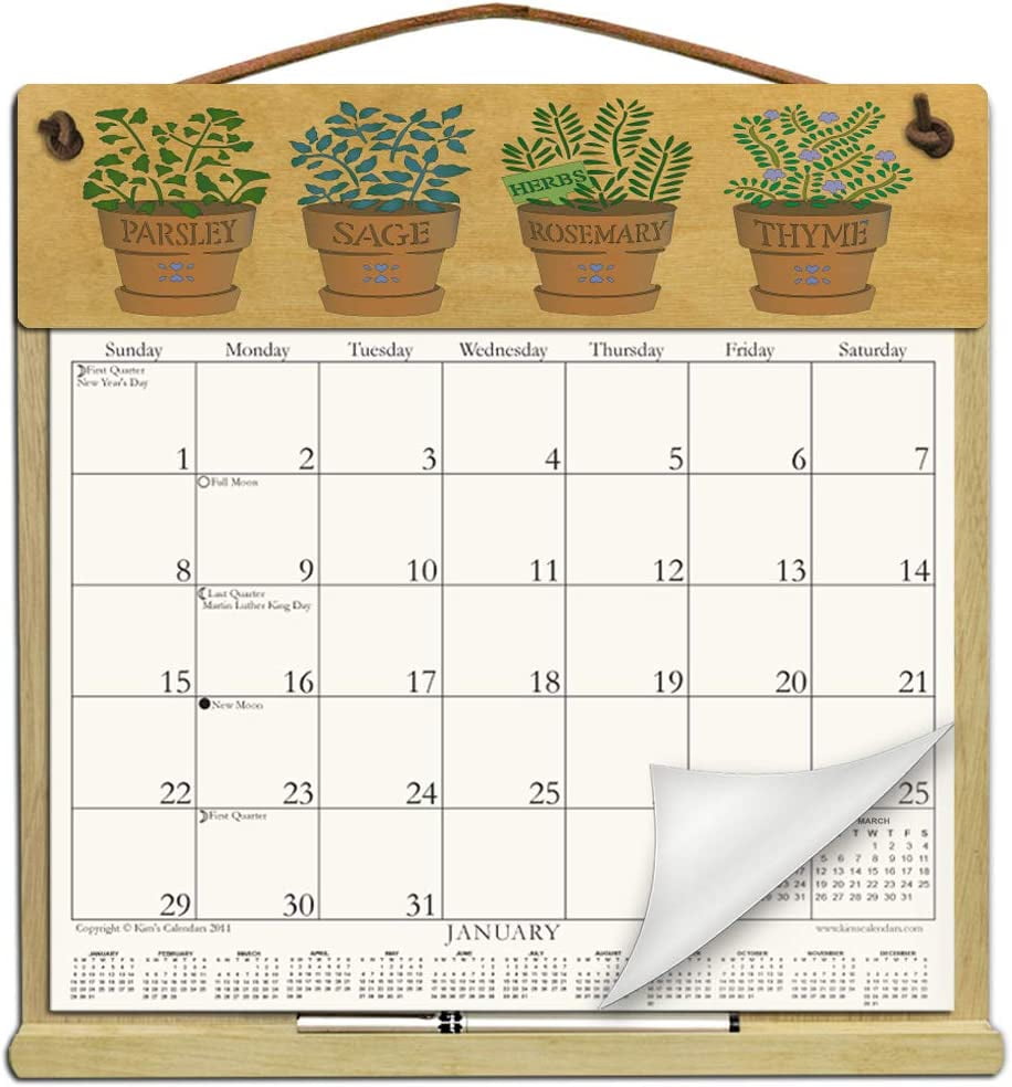 Wooden Refillable Calendar Holder Filled with a 2025 Calendar and ...