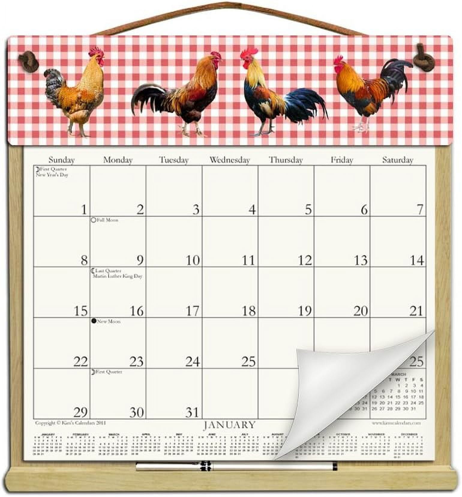 Wooden Refillable Calendar Holder Filled with a 2025 Calendar and ...