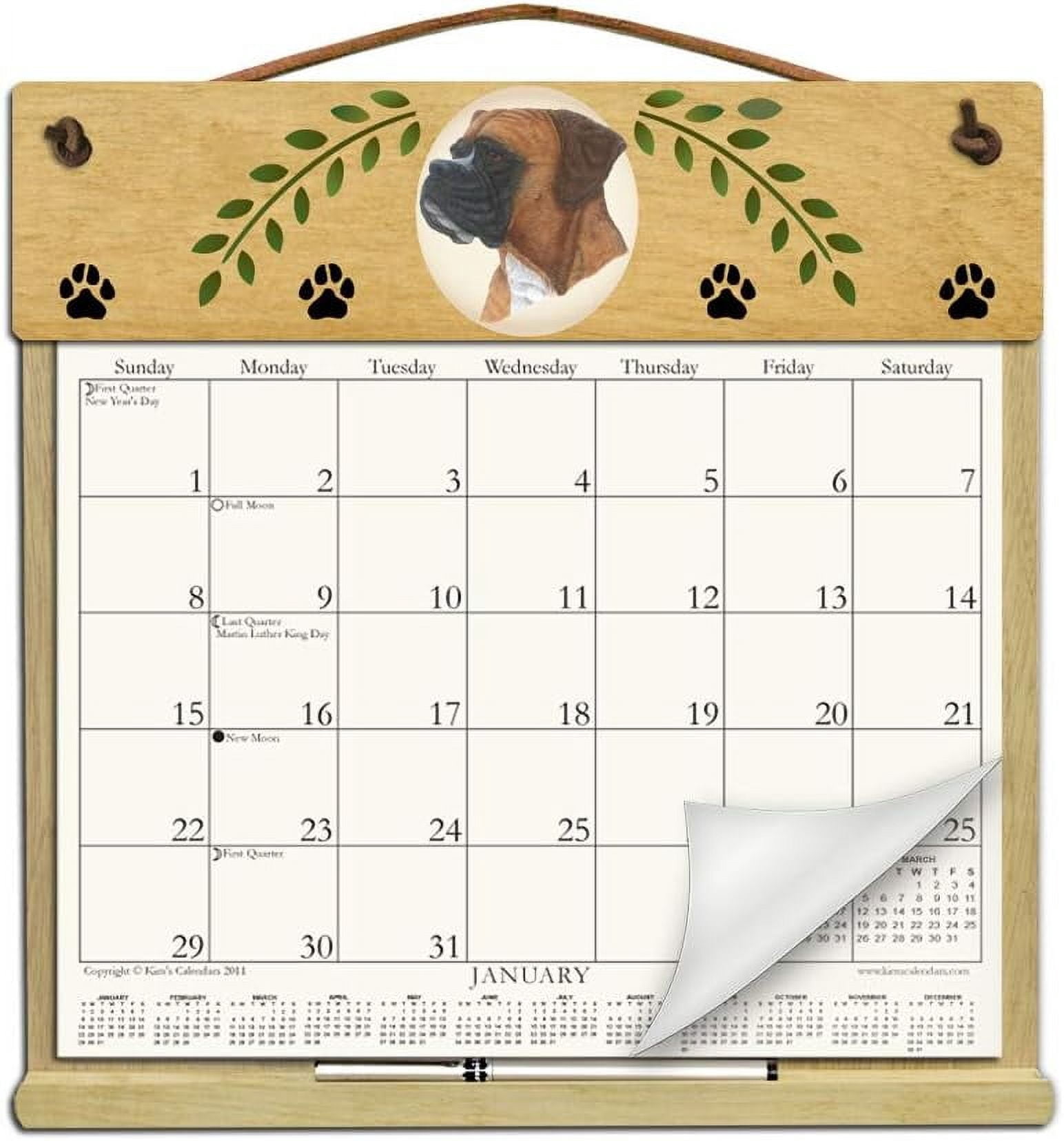 Wooden Refillable Calendar Holder Filled with a 2025 Calendar and ...