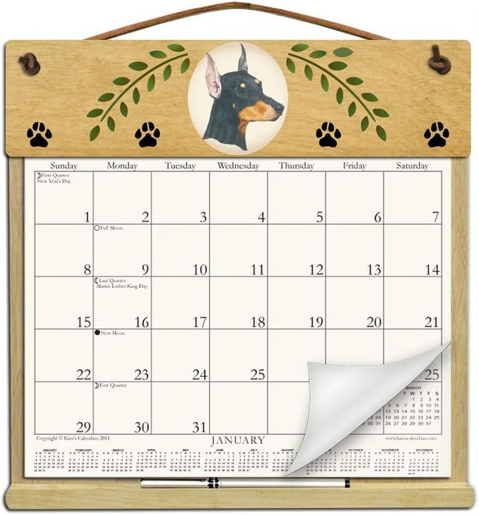 Wooden Refillable Pinscher Calendar Holder Filled with a 2026 Calendar ...